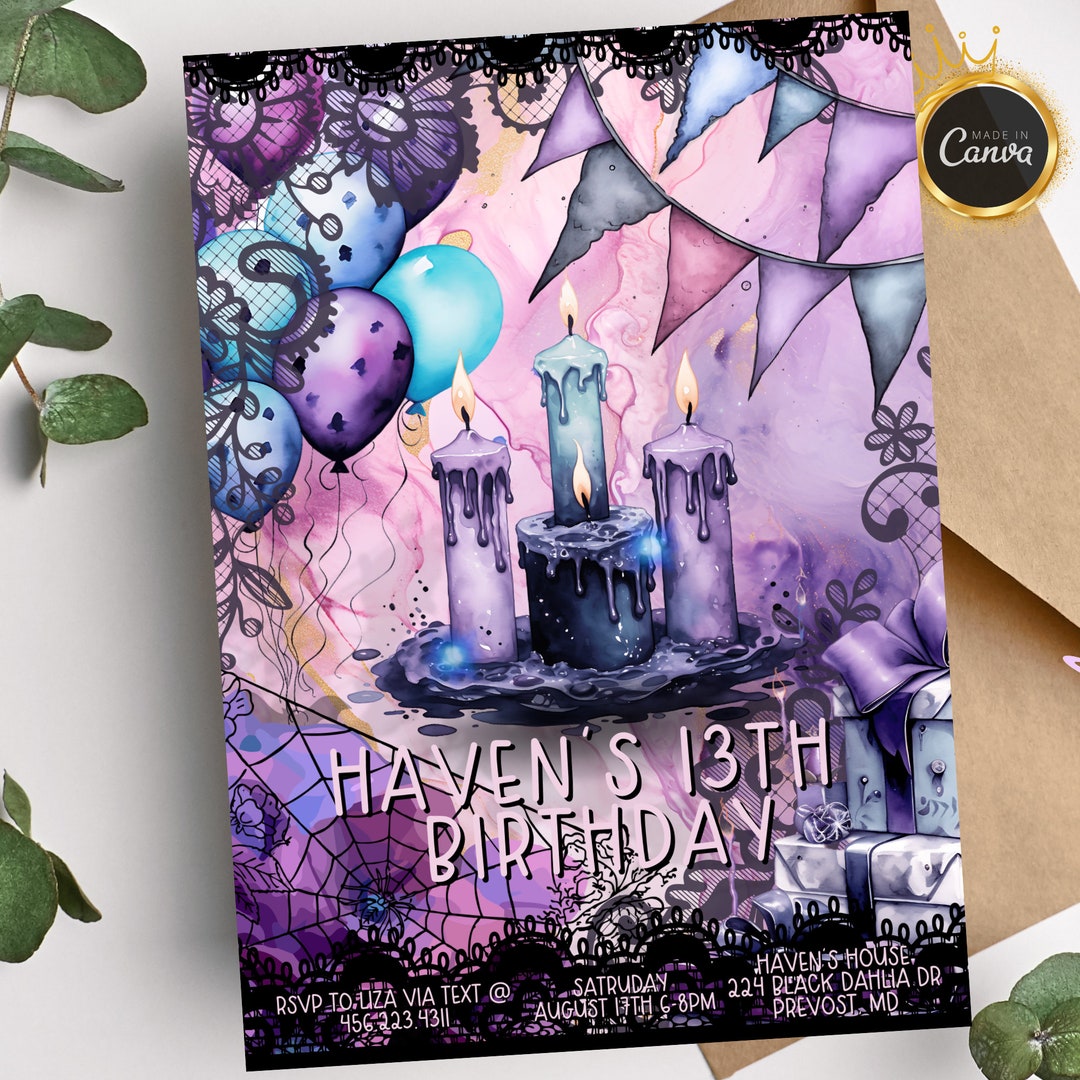 Gothic Birthday Party Invitation, Dark Celebration Goth Themed Birthday ...