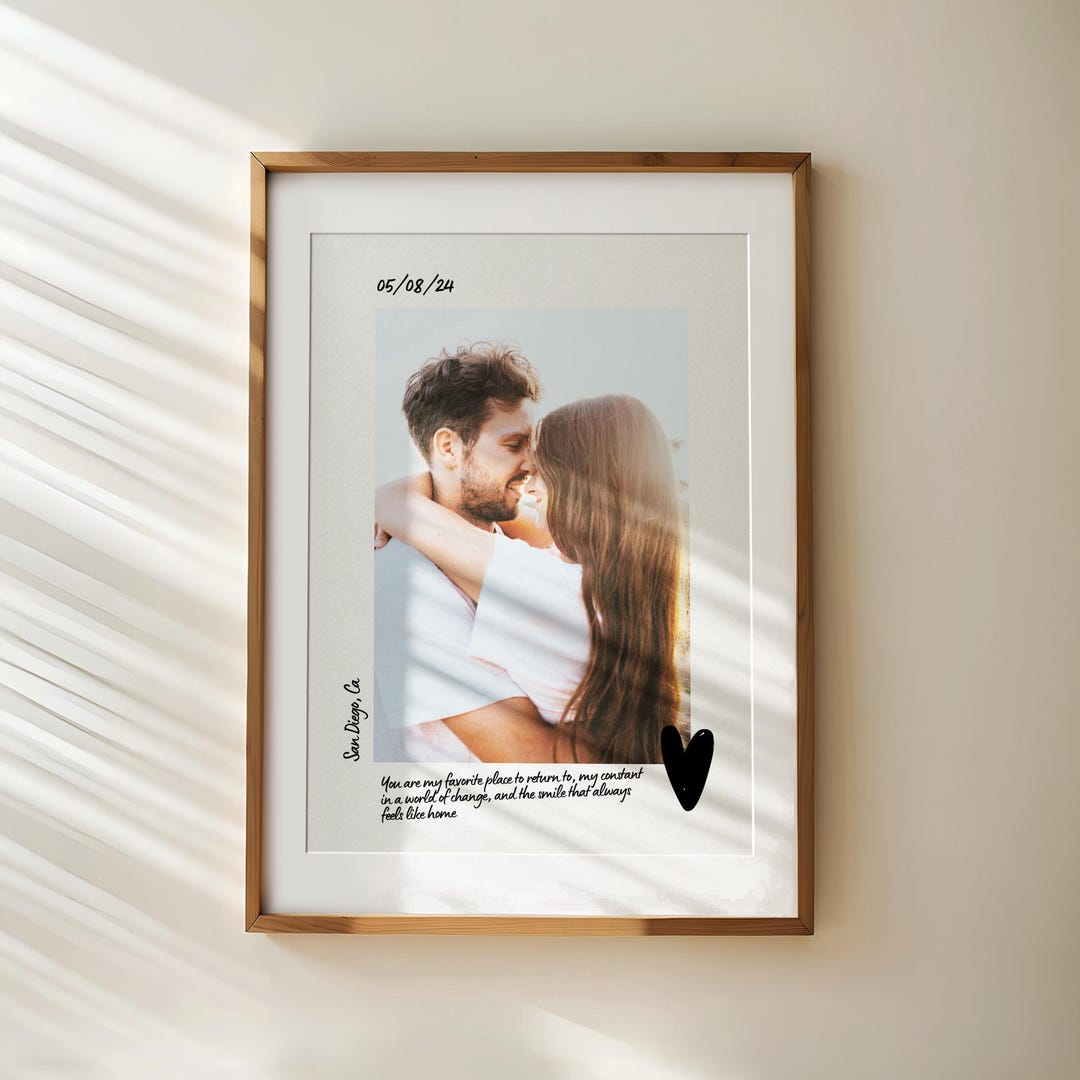 Modern Couple Photo Frame Wall Art Personalized Text Photo Unique Gift ...