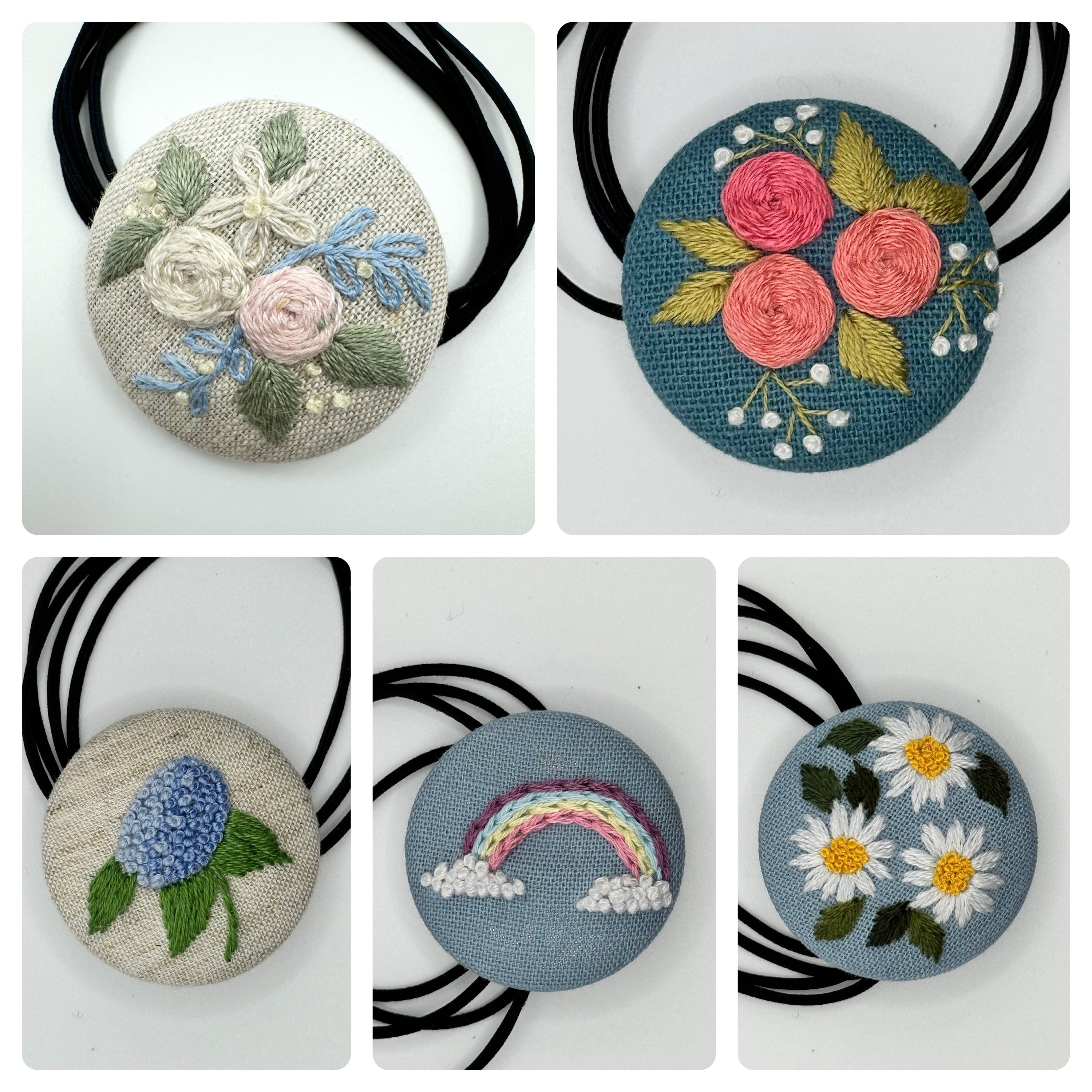 Handmade Floral Embroidered Hair Tie - Boho Chic Accessory for Women ...