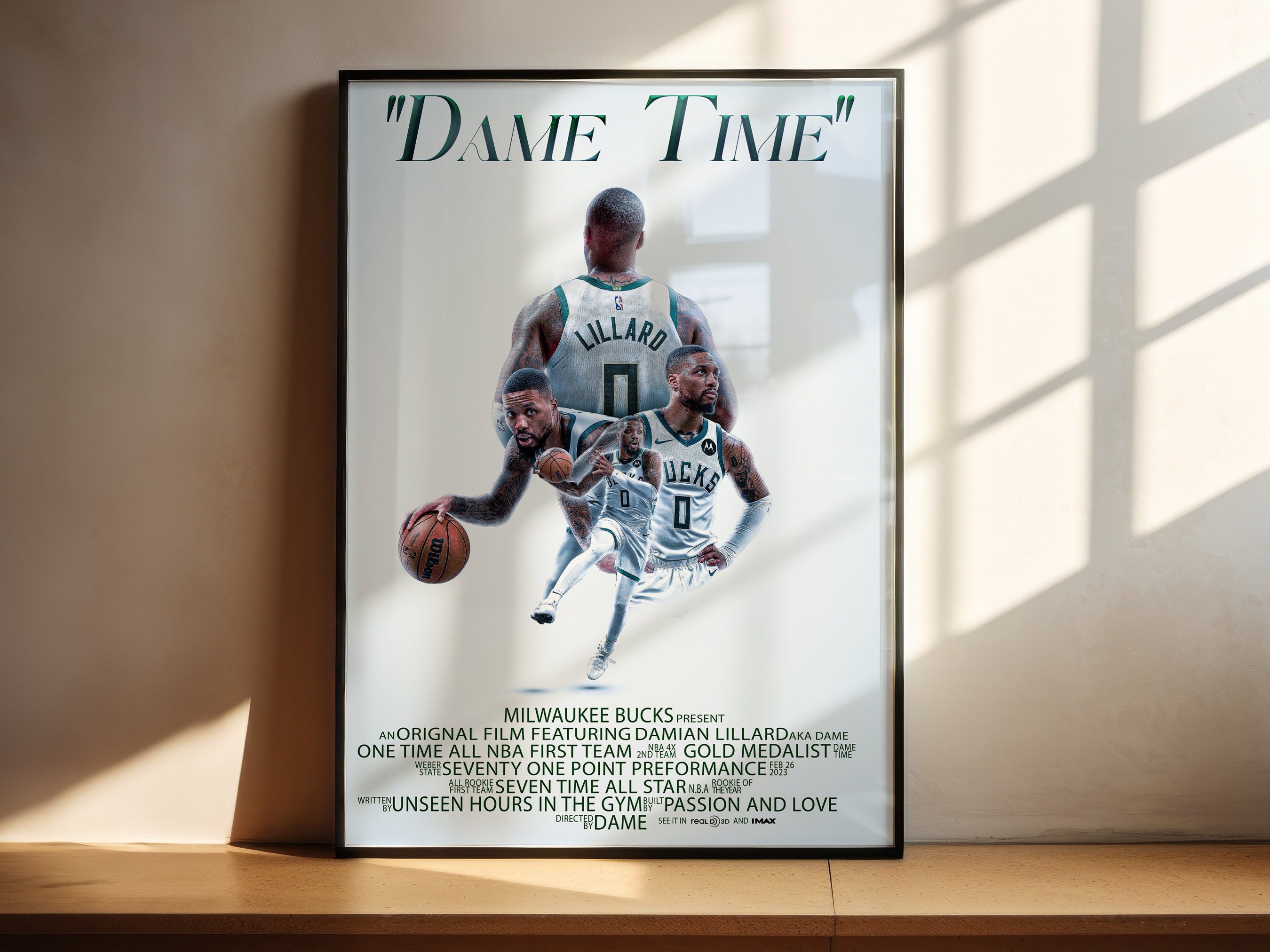 Damian Lillard Poster, Bucks Poster, Movie Poster, Sports Poster, Nba ...