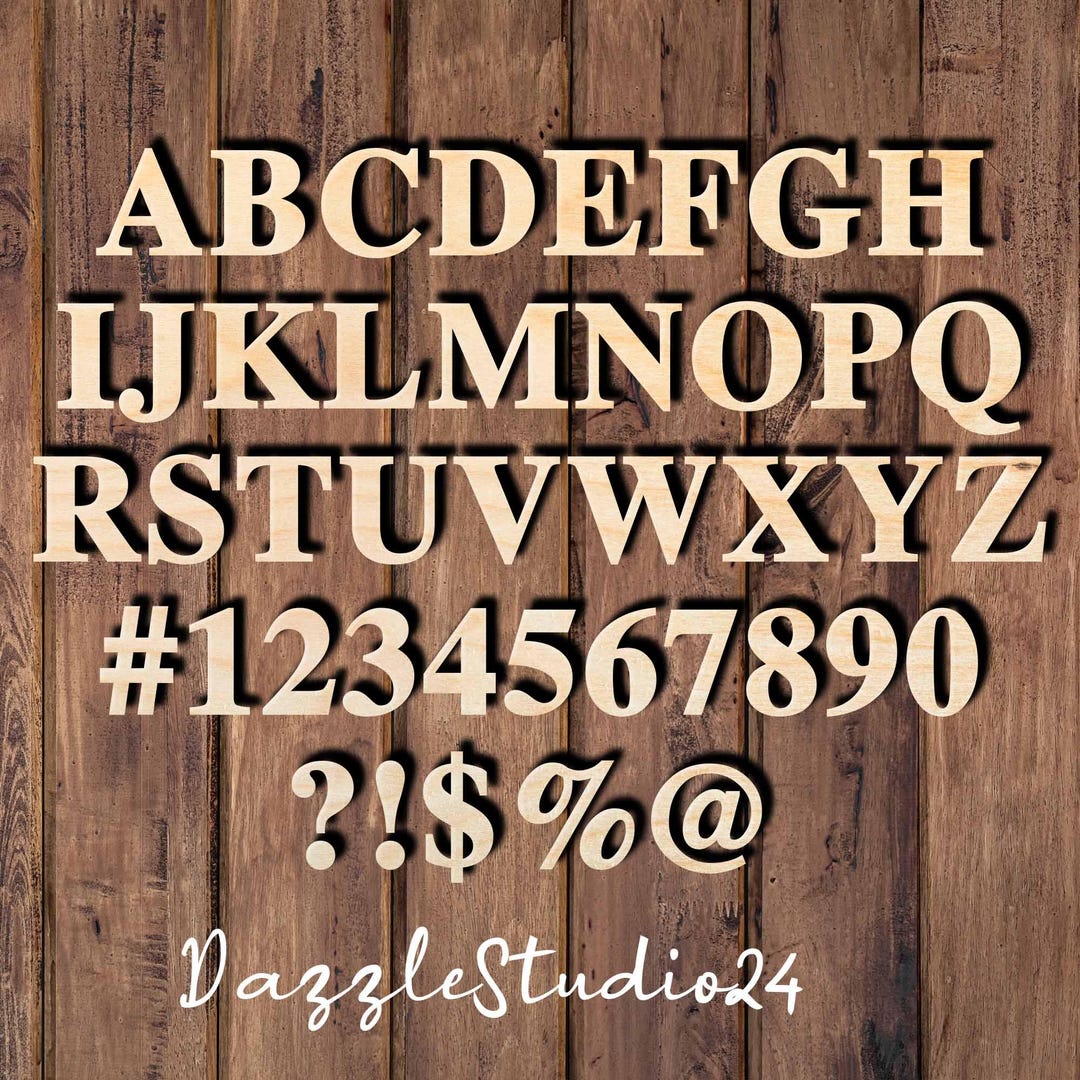 New Times Roman Font Wood Letters | Classic Serif Alphabet Cutouts for ...
