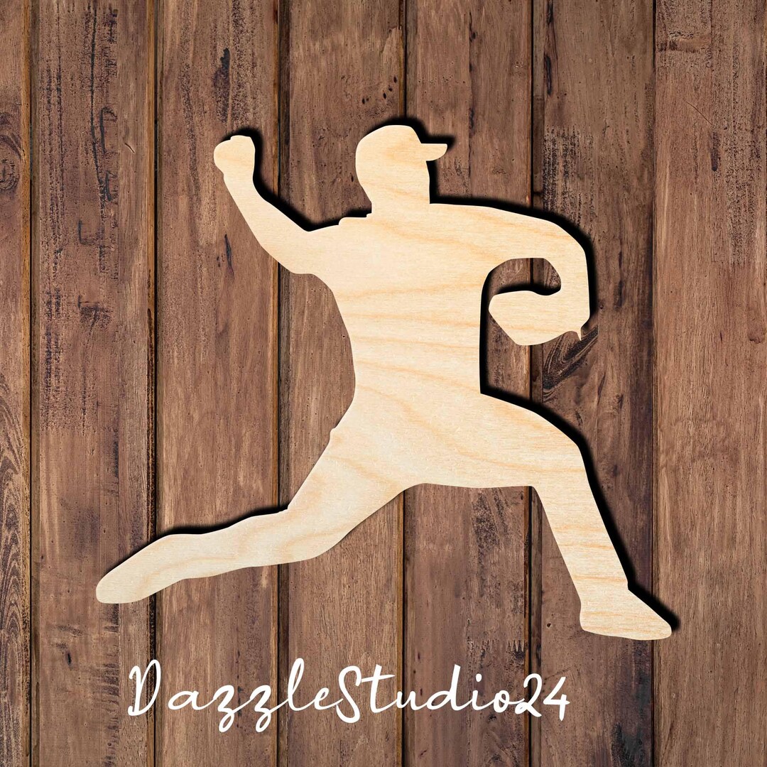 Pitcher Silhouette Wood Blank – Laser Cut Baseball Shape for Crafts ...