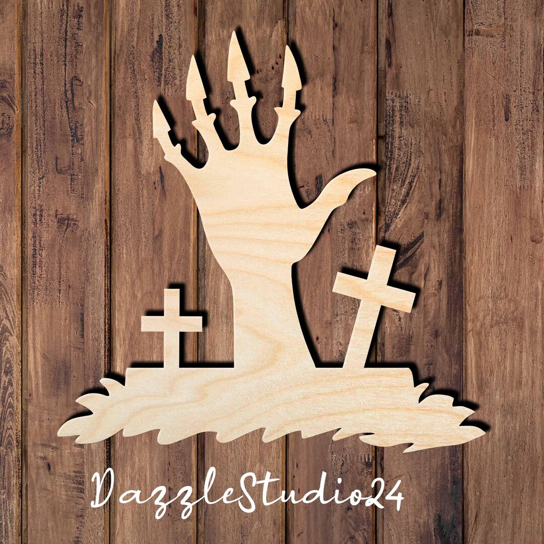 Rising Zombie Arm-laser Cut Halloween Wood Shape for Horror Decor and ...