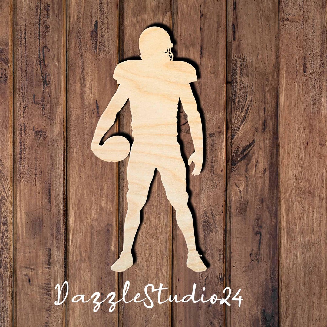 Football Player Wood Cutout-standing Pose-unfinished DIY Sports Blank ...