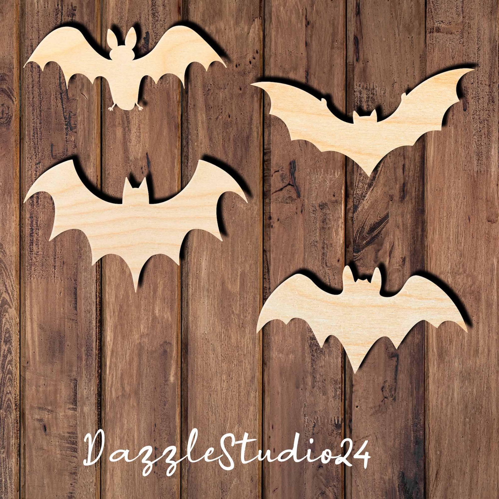 Flying Bat Wood Cutout -large Wooden Bat Cutout – Halloween Wall Decor ...