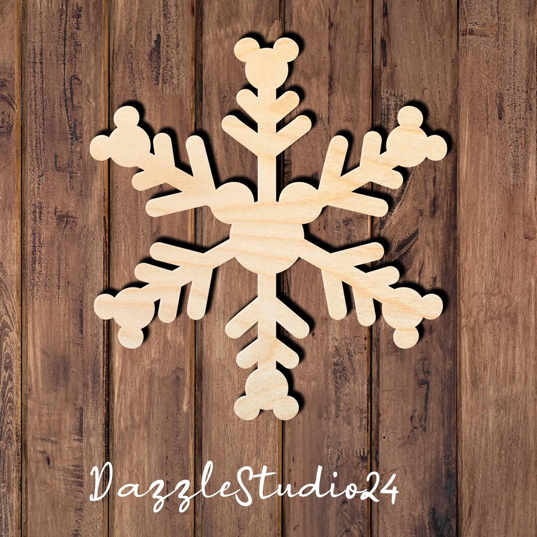 Snowflake| Mouse Head Inspired | Unfinished Wooden Craft Blank | DIY ...