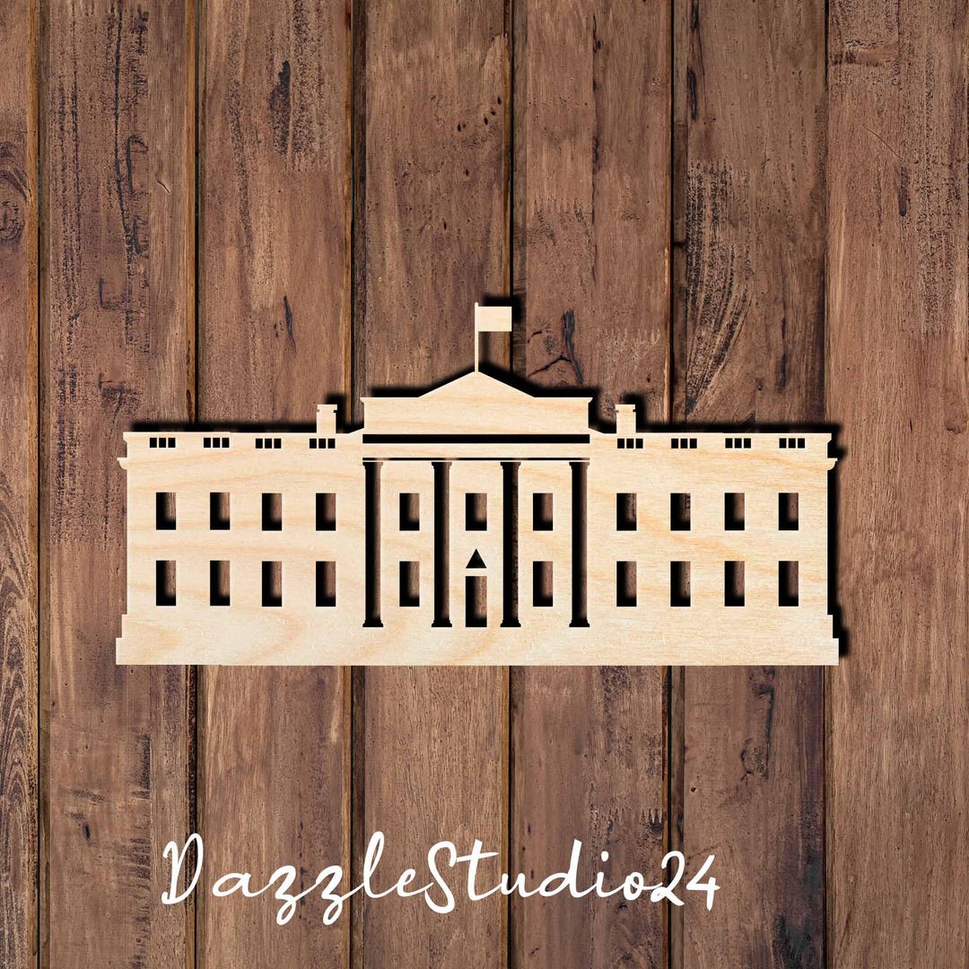 White House Wood Cutout | USA Landmark Gift Decor | Laser Cut ...