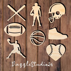Basketball 004DS Shape- Laser Cut- Unfinished Wood Sports Cutout for ...