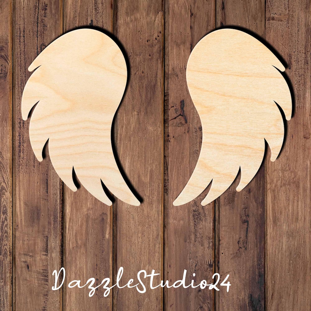 Angel Wings 007DS Wood Cut Out |personalized | Laser Cut | Home Decor ...