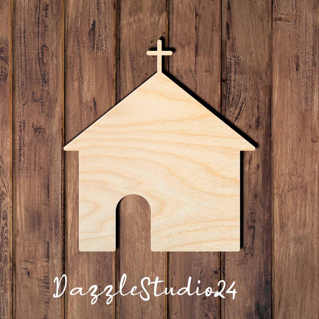 Simple Church Wood Cutout | Rustic Blank for DIY Crafts, Paint, Laser ...
