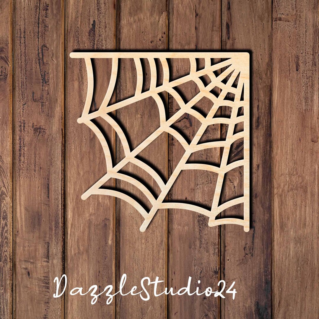 Unfinished Wooden Half Spider Web Cutout | DIY Halloween Craft Blank ...
