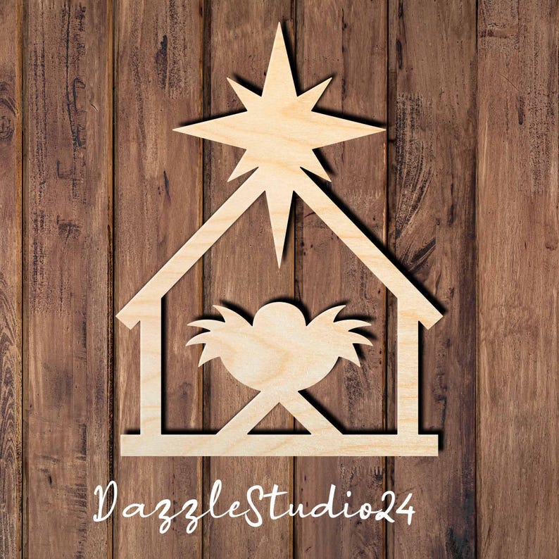 Nativity Scene Wood Cutout–jesus Manger Christmas Decor-diy Craft Blank ...