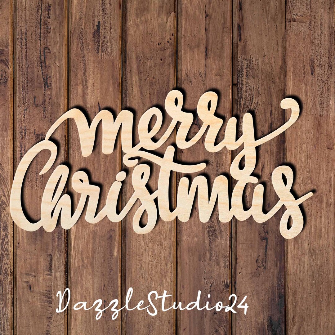 Merry Christmas Text | Unfinished Wooden Sign | DIY Holiday Wall Décor ...