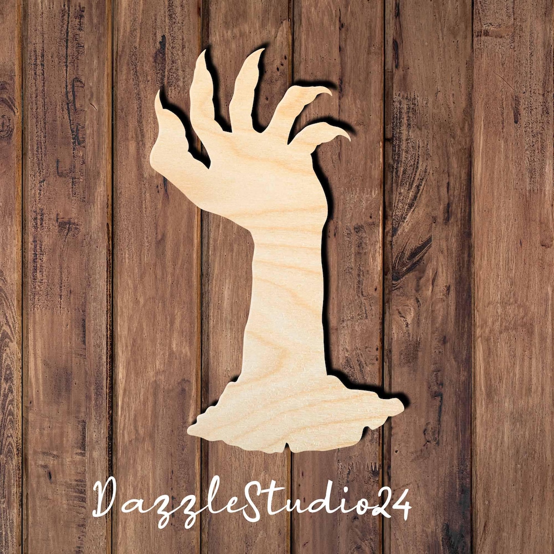 Creepy Zombie Hand Cutout–unfinished Wood Shape for Haunted House Decor ...