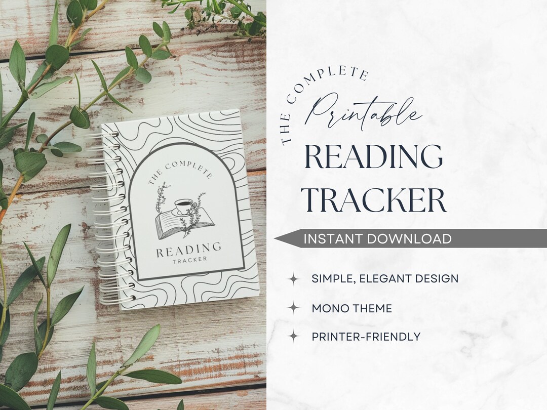 Printable Reading Tracker Journal Minimal Design Reading Journal Bundle ...