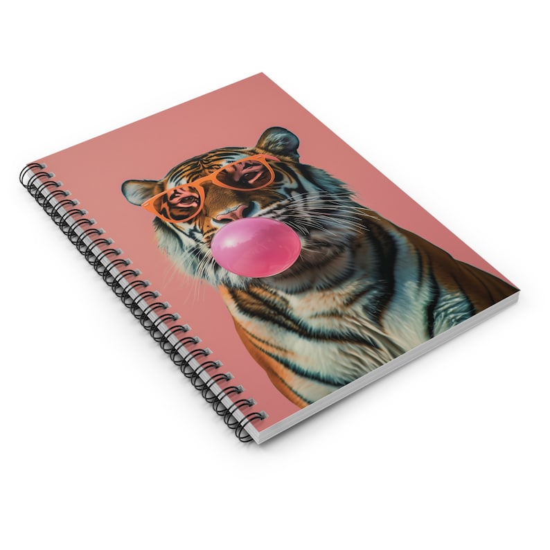 Trendy Tiger Notebook | Tiger With Sunglasses and Pink Bubble Gum ...