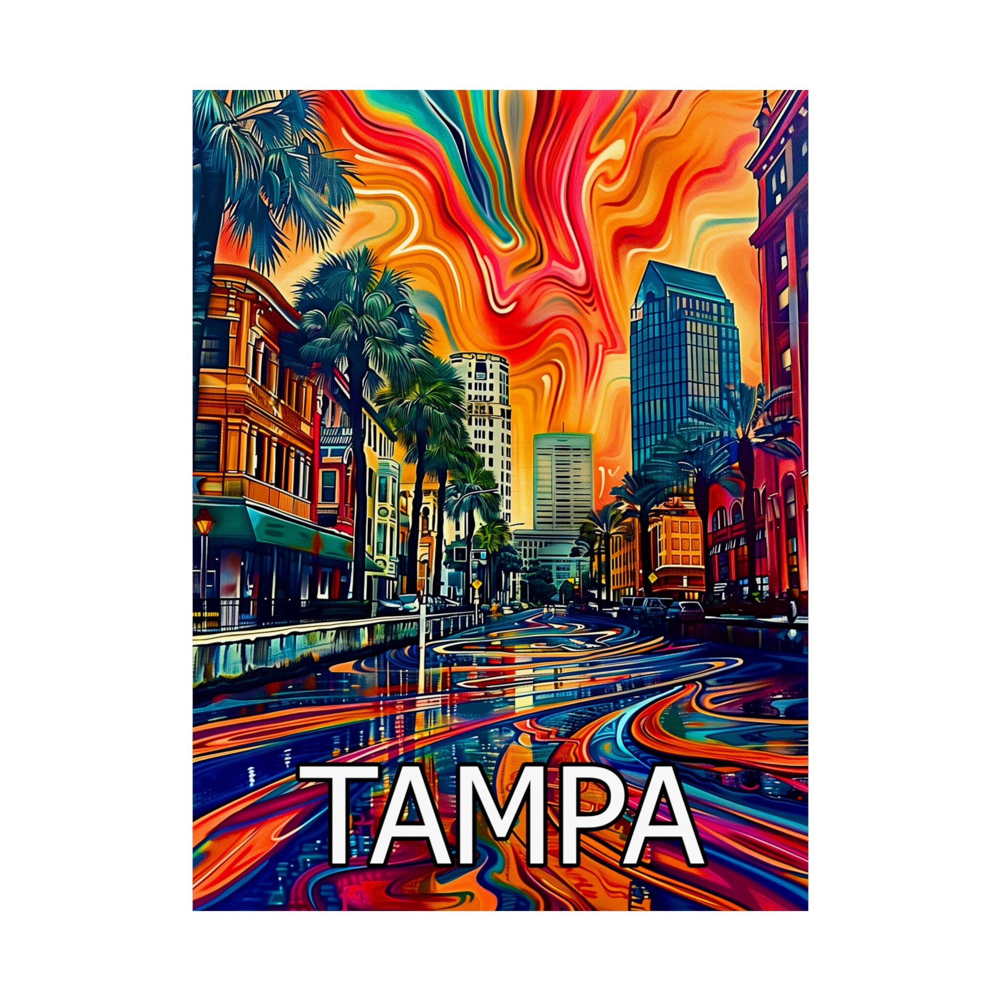 Downtown Tampa Ybor City Wall Art Matte Vertical Posters Travel Poster ...