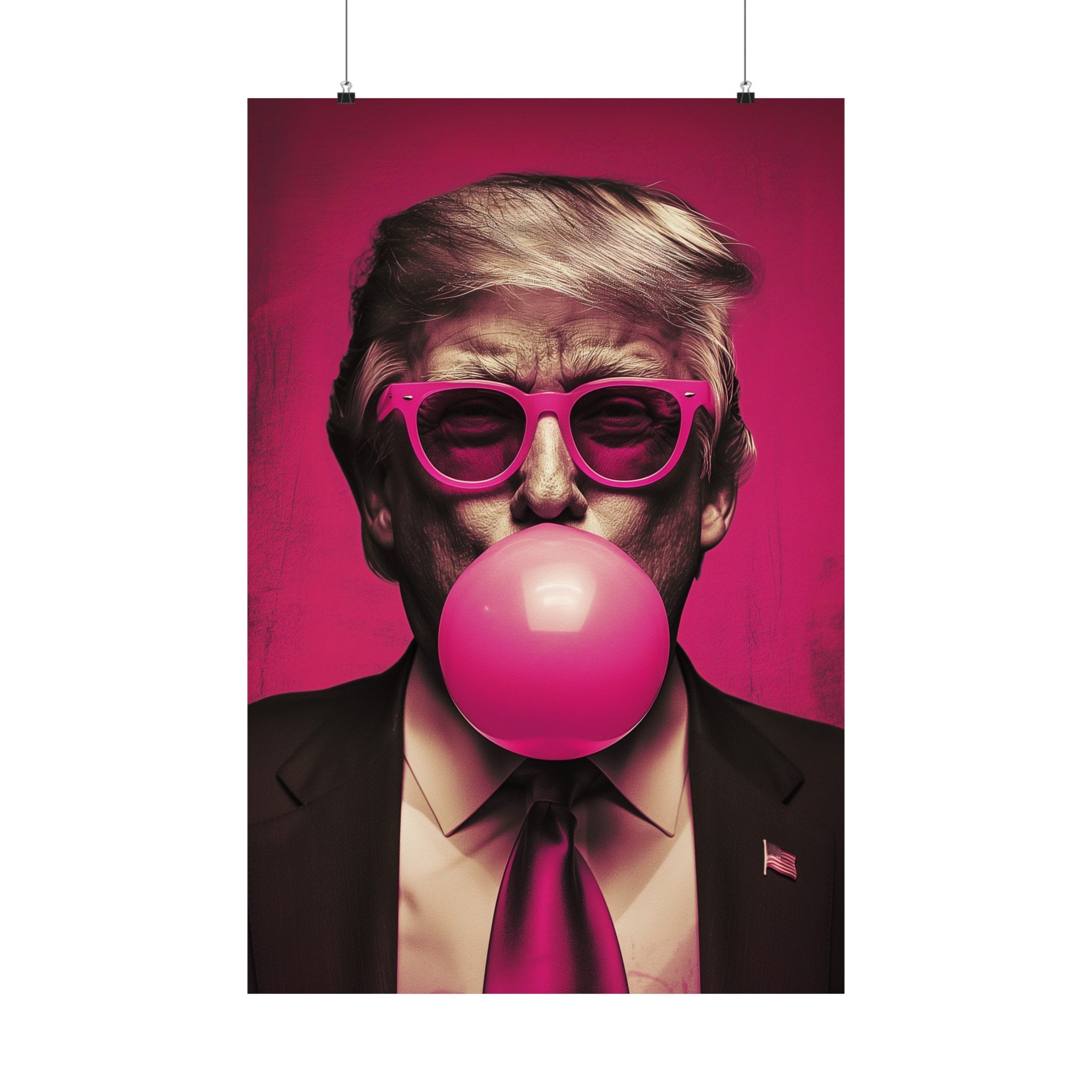 President Donald Trump Bubble Gum Print, Pink Sunglasses Trump Print ...