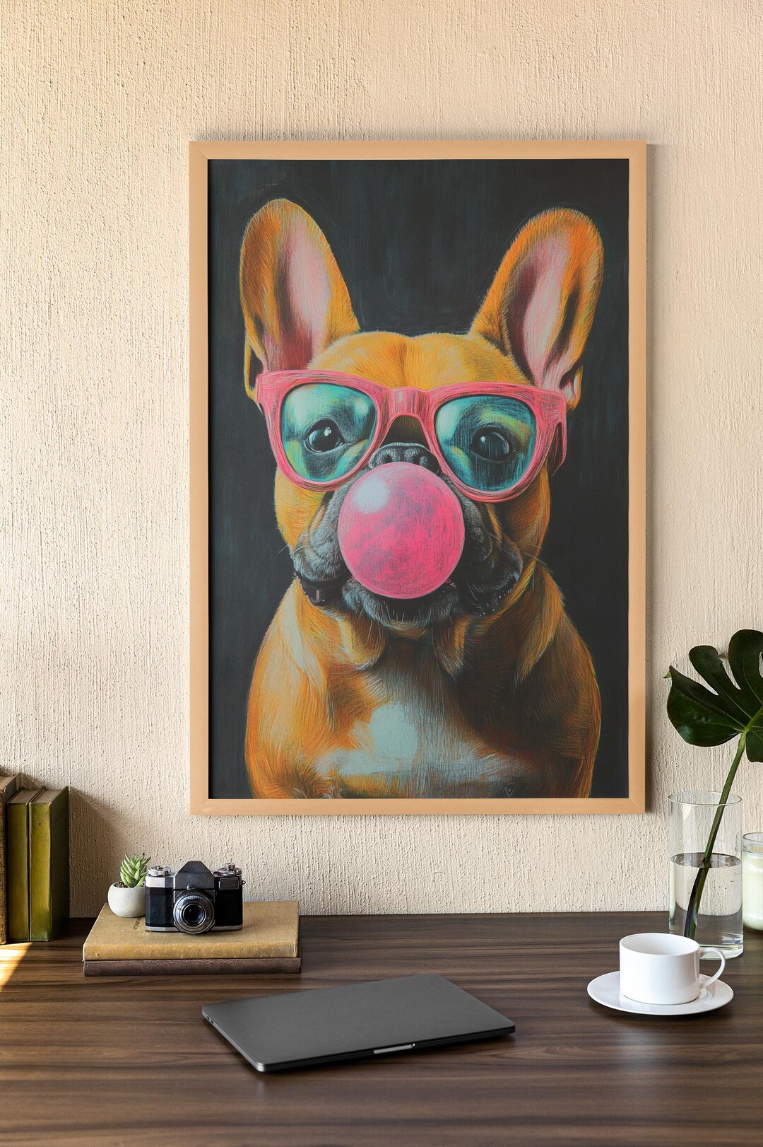 French Bulldog Wall Art | Pop Art Frenchie With Bubble Gum | Colorful ...