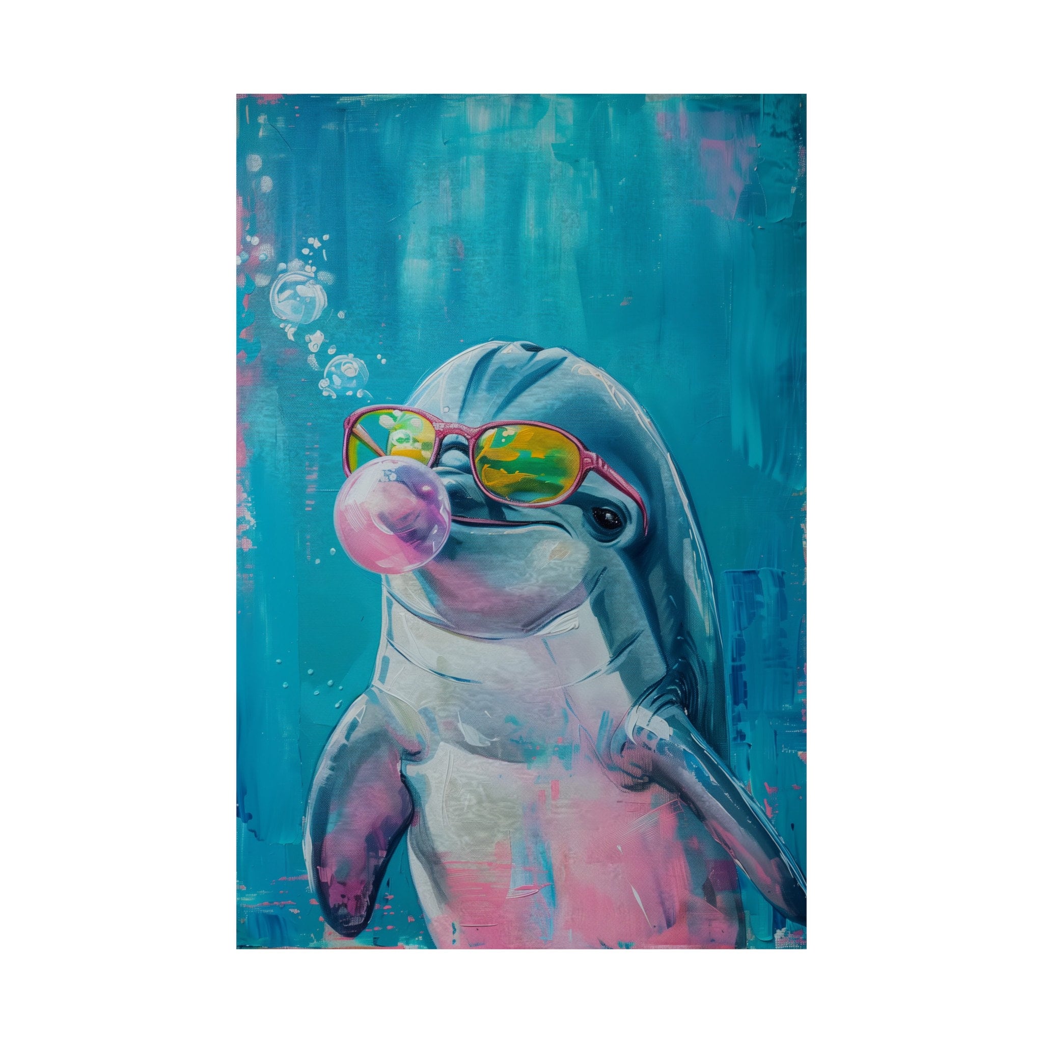 Trendy Dolphin Poster Stylish Dolphin With Sunglasses and Bubble Gum ...