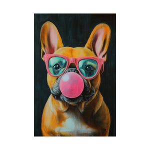 French Bulldog Wall Art | Pop Art Frenchie With Bubble Gum | Colorful ...