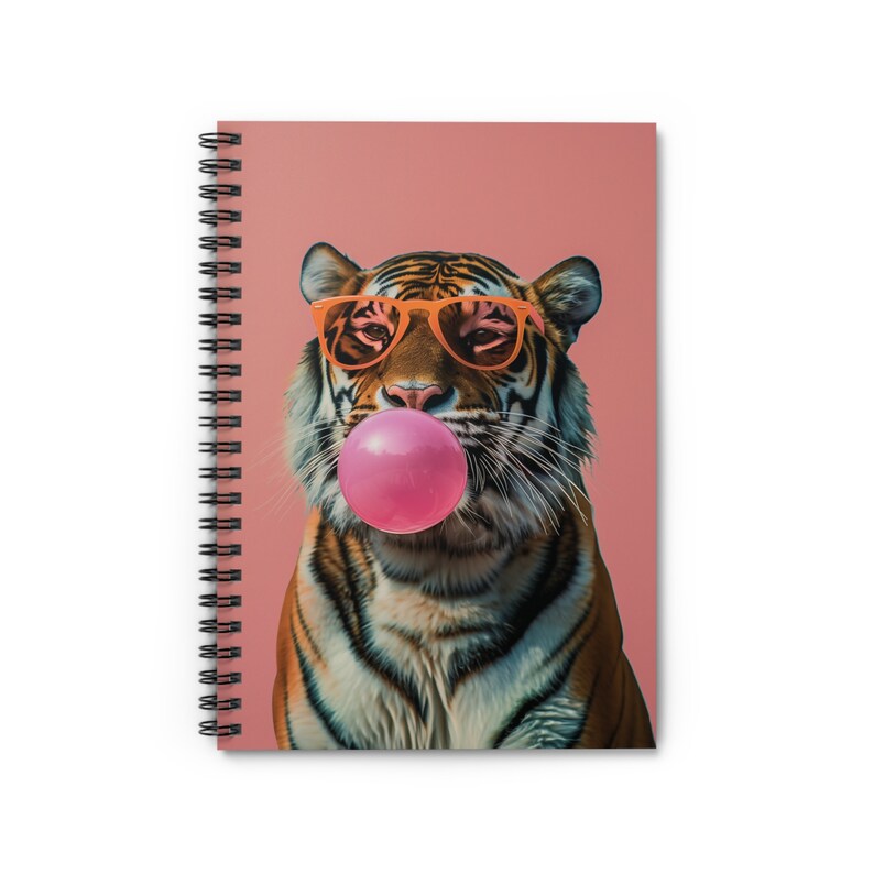 Trendy Tiger Notebook | Tiger With Sunglasses and Pink Bubble Gum ...