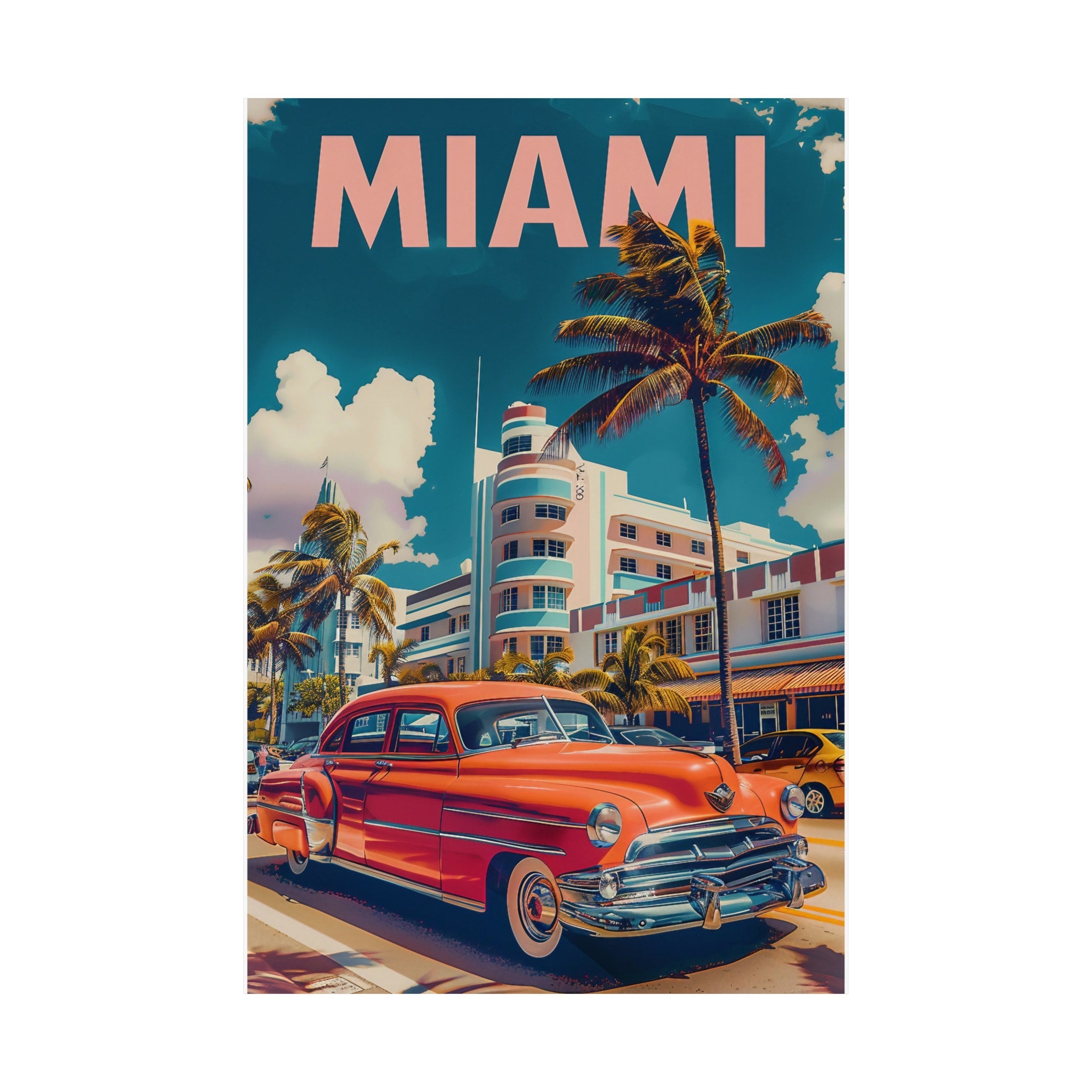 Retro Miami Beach Art Deco Poster Print Vintage Travel Wall Art Classic ...