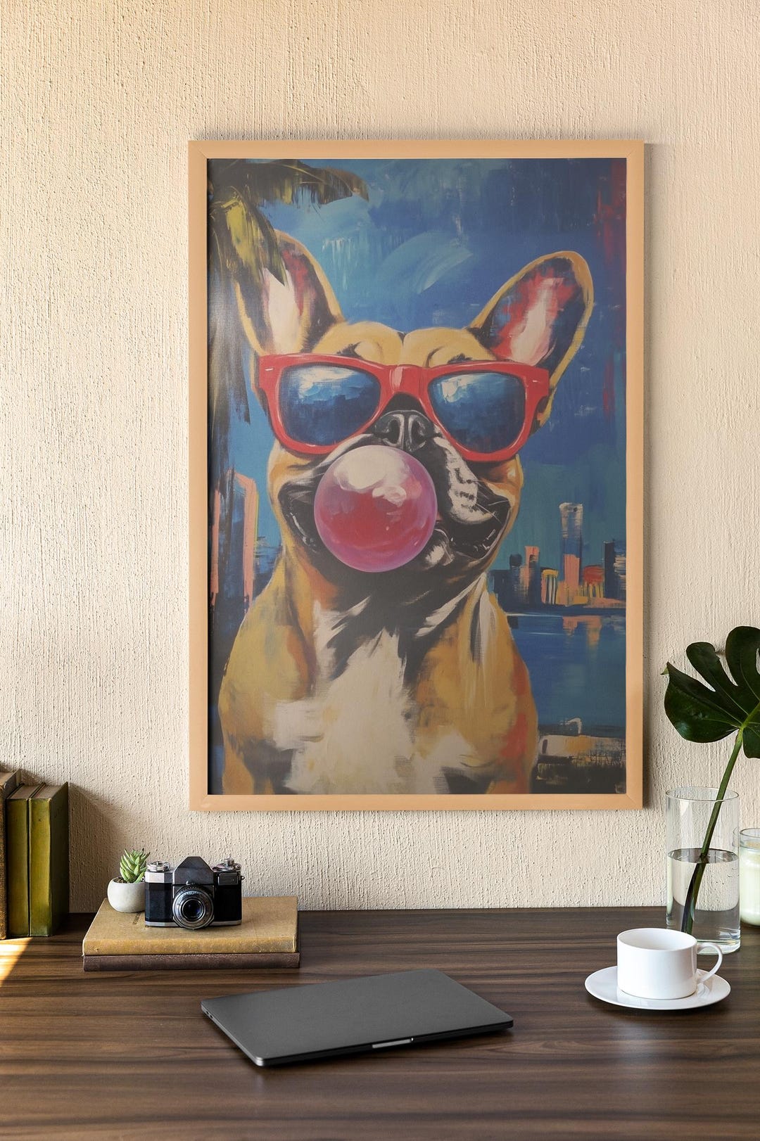 Pop Art French Bulldog Poster | Dog With Bubble Gum Print | Quirky Home ...