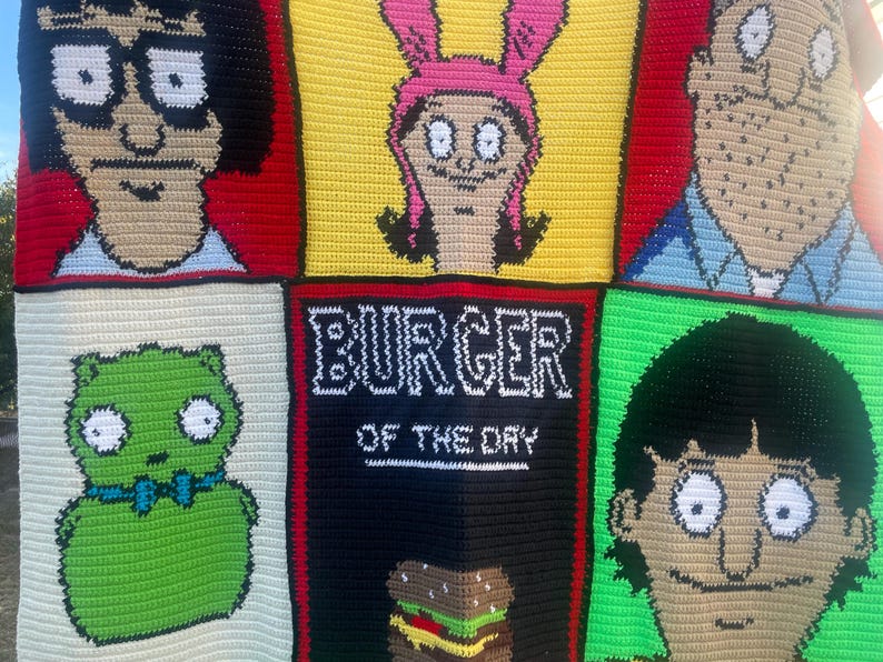 Handmade Bob’s Burgers Crochet Blanket | Colorful Pop Culture Throw ...