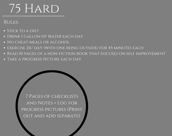 75 Hard Tracker, PRINTABLE 75 Hard Journal, Daily Tracker, Vertical ...