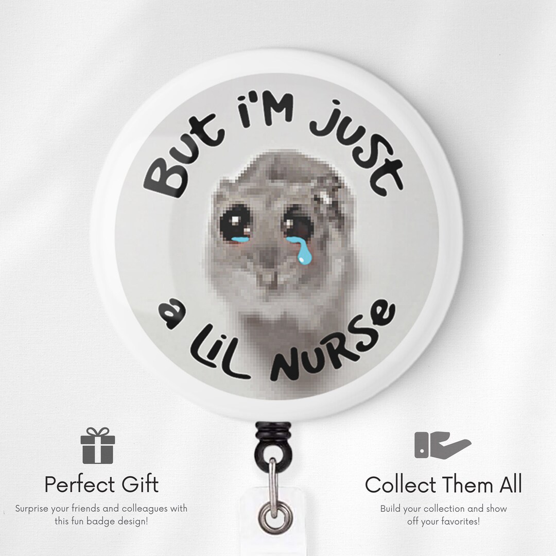 Sad Hamster Meme Nurse Badge Reel, Cute Retractable Badge Reel for ...