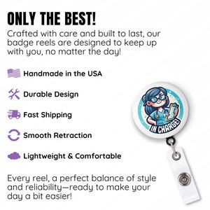 Charge Nurse Badge Reel, in Charge Badge Holder, Cute Retractable ID ...