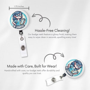 Charge Nurse Badge Reel, in Charge Badge Holder, Cute Retractable ID ...