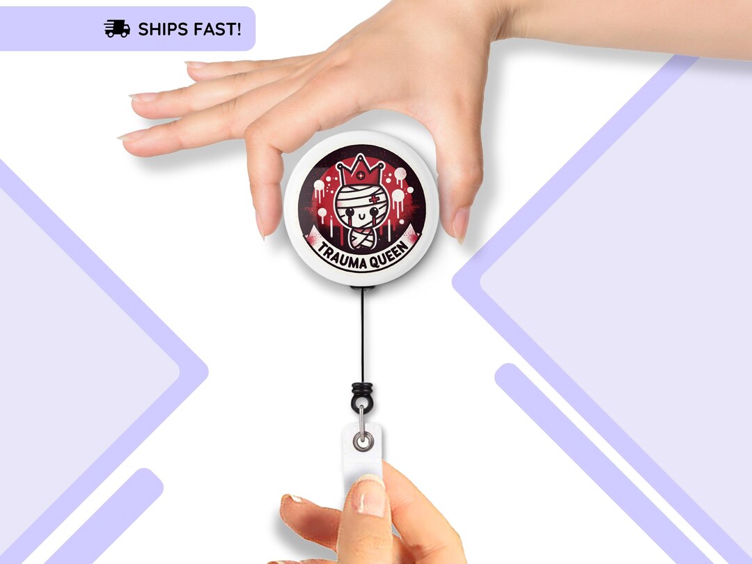 Funny Trauma Queen ER Trauma Nurse Badge Reel, Halloween Mummy Badge ...