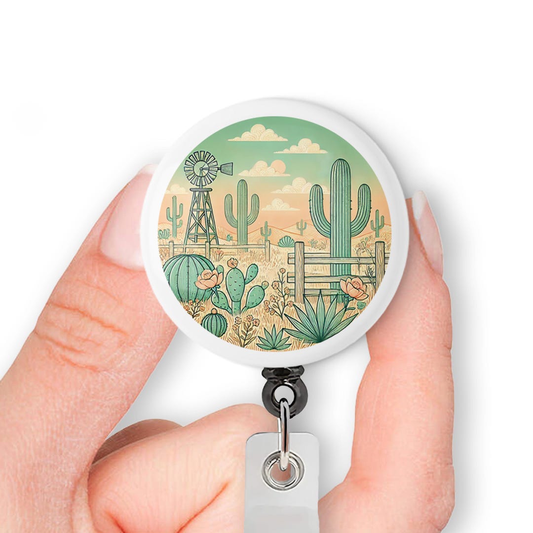 Desert Cactus Badge Reel, Western Badge Holder, Western Gifts for Women ...