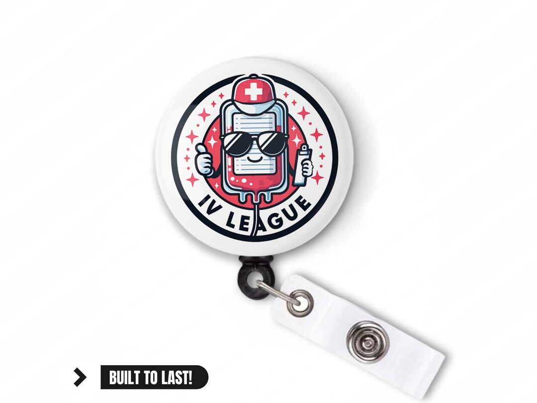 IV League Funny Hospital IV Bag Badge Reel for Er or Nurse Rn Cna, Cute ...