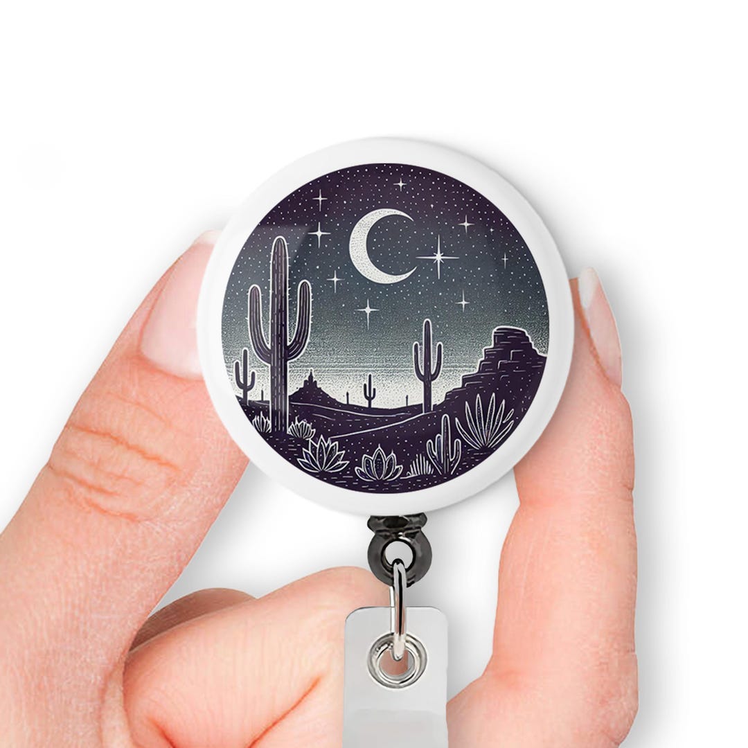 Desert Night Badge Reel, Western Badge Reel, Moon Badge Holder ...