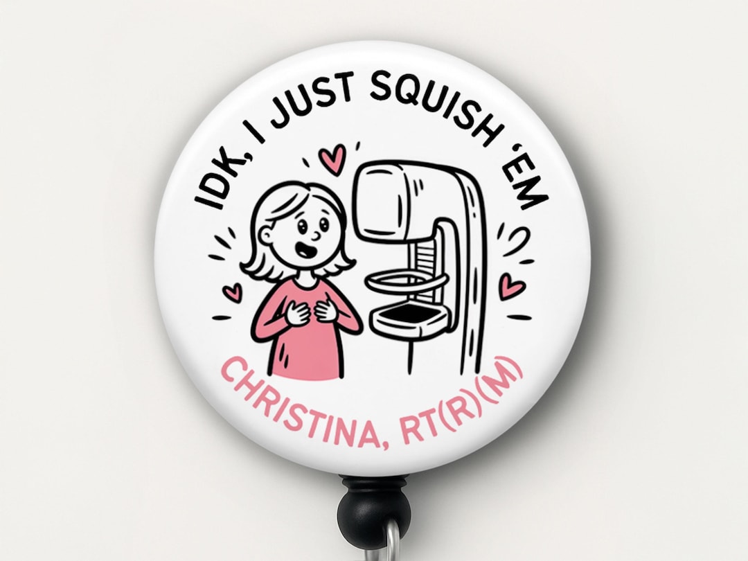 Custom Mammogram Badge Reel, Personalized Mammo Tech ID Holder ...