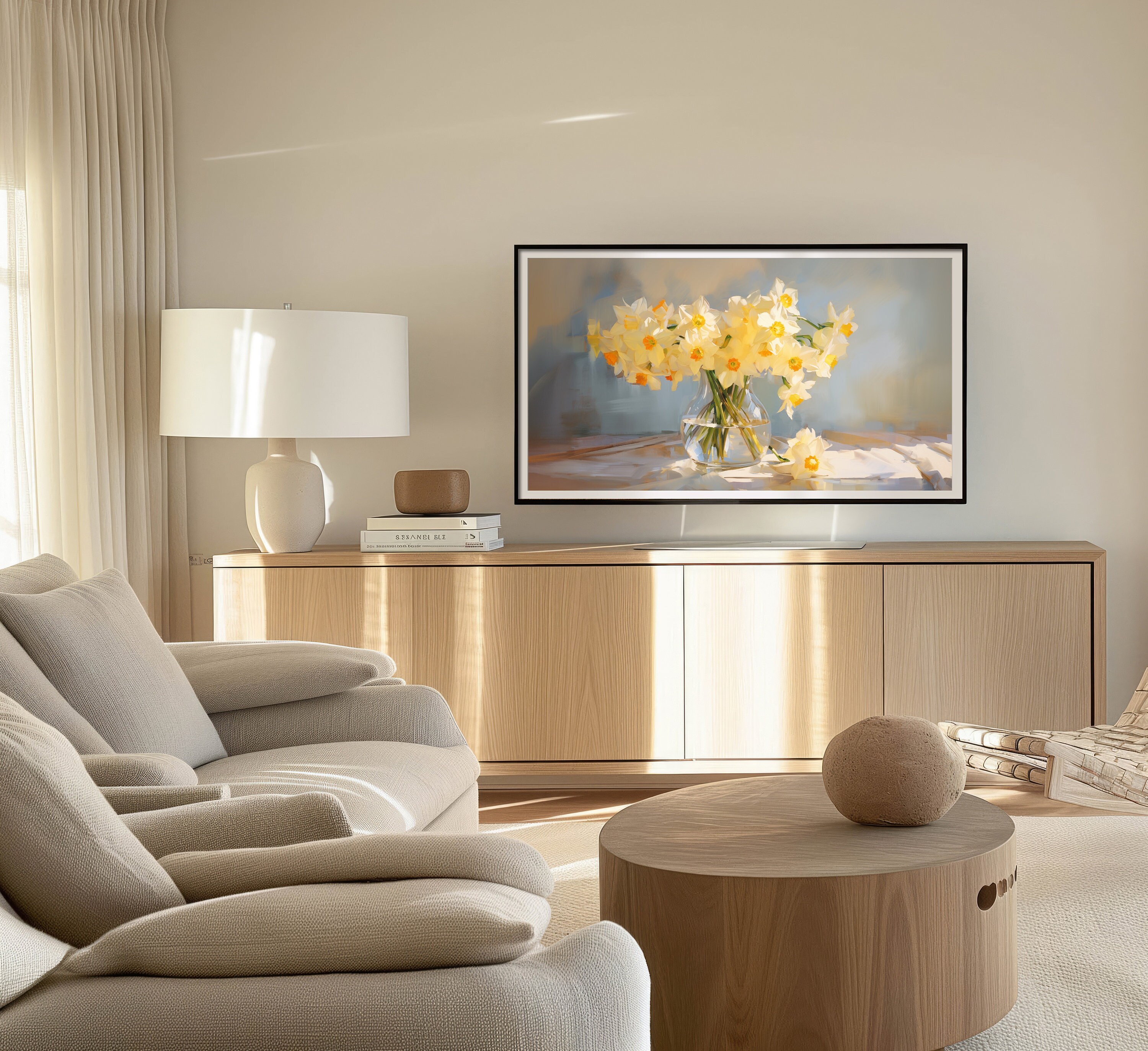 Samsung Frame TV Art Daffodils Still Life Frame TV Art Yellow Flowers ...