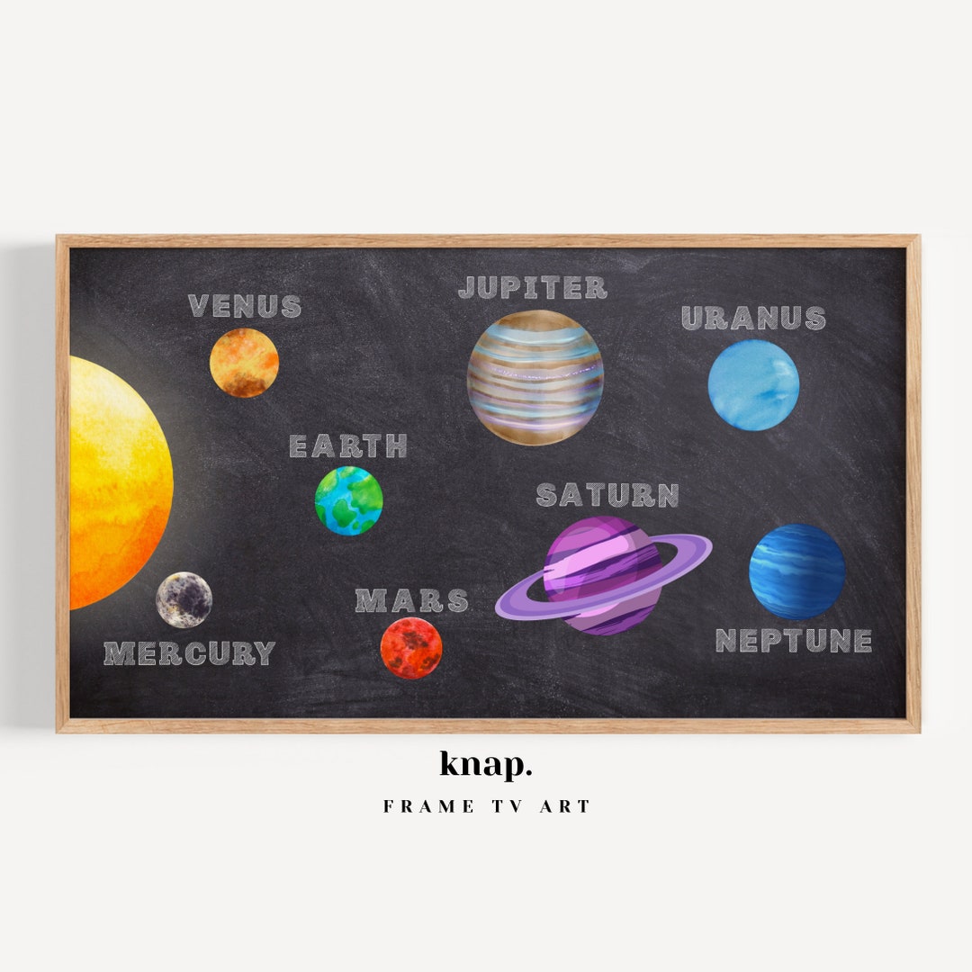 Samsung Frame TV Art Kids Planets Solar System Chalkboard Frame TV Art ...