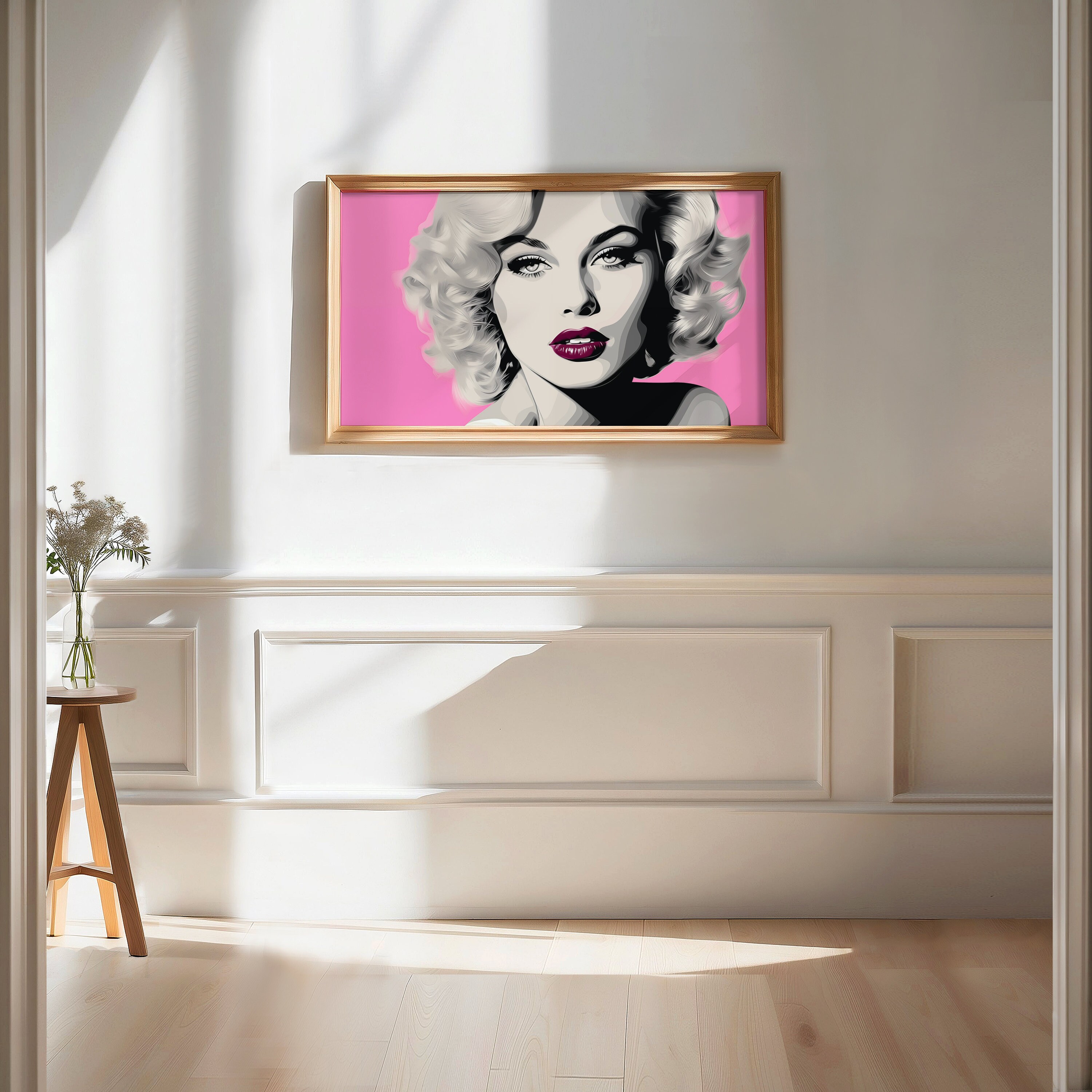 Samsung Frame TV Art Pop Art Retro Frame TV Art Pink Hollywood Golden ...