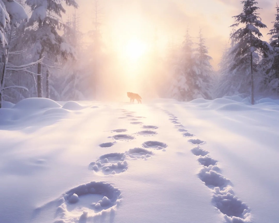 Digital Print of Animal Prints in Snow, High Quality Print 300 DPI RES ...