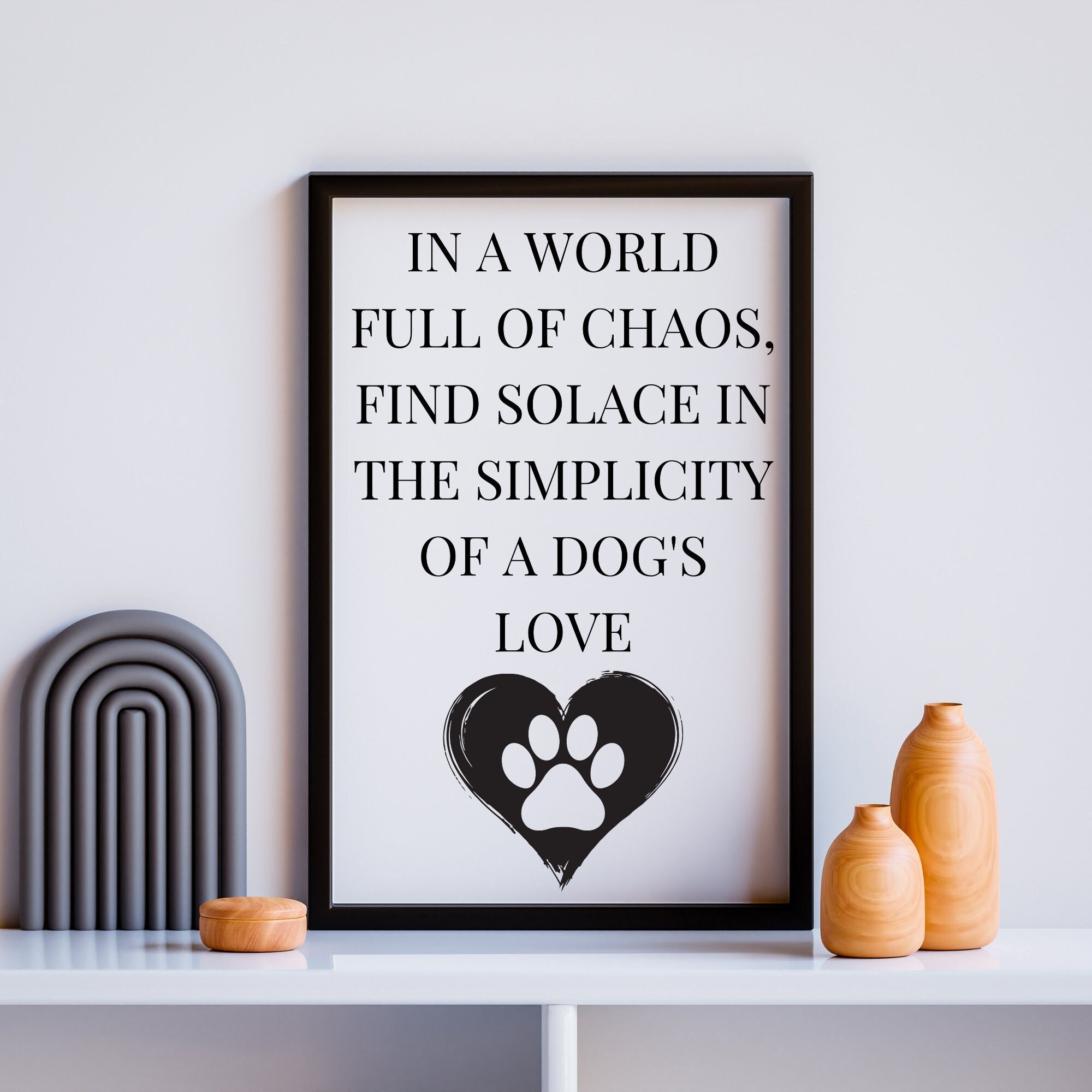 Motivational Dog Art, Heart & Paw Printable Wall Decor, Inspirational ...