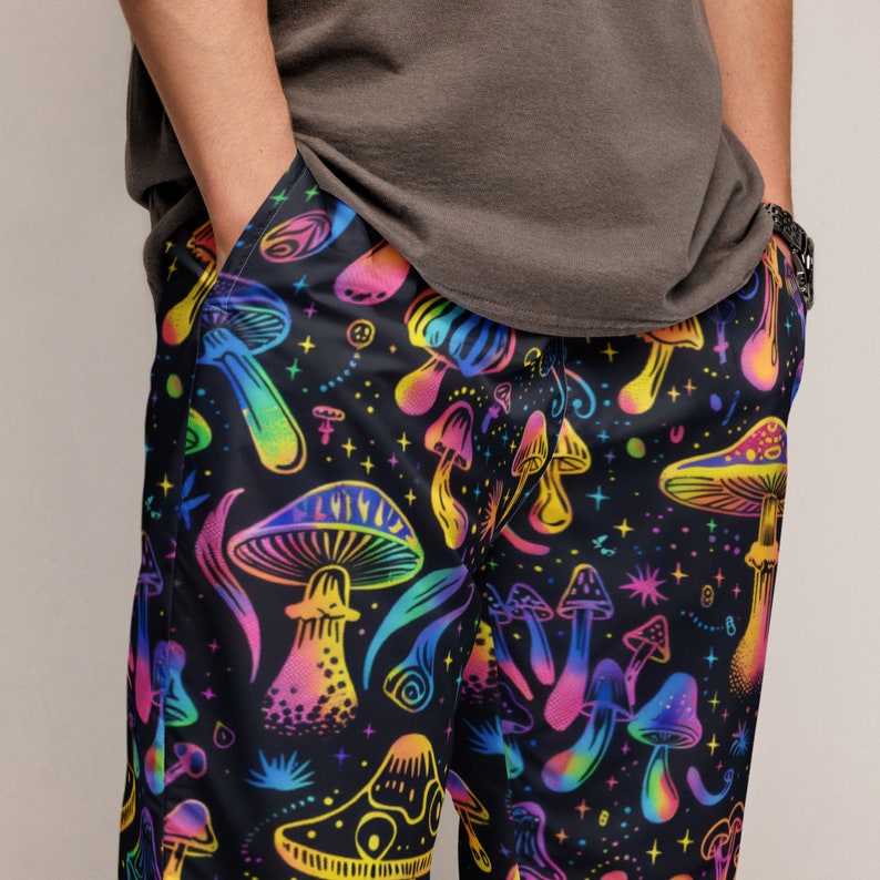 Cosmic Dreams Neon Glow Trippy Mushroom Dance Pants for Rave Royals ...