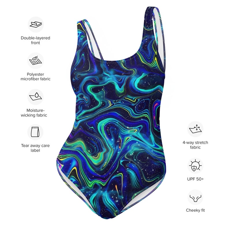 Cosmic Drift Wanderlust Neon Blue Womens Rave Summer Vibes Poolside One ...