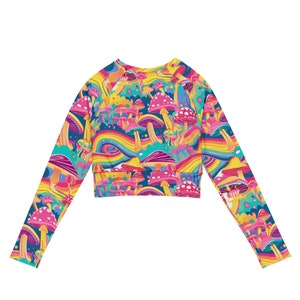 Whimsical Mushroom Wonderland Rainbow Rave Long-sleeve Crop Top - Etsy