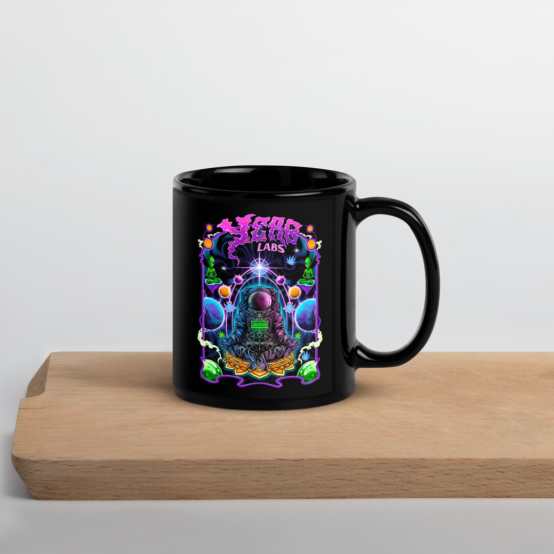 Yerb Labs Trippy Black Glossy Mug - Etsy
