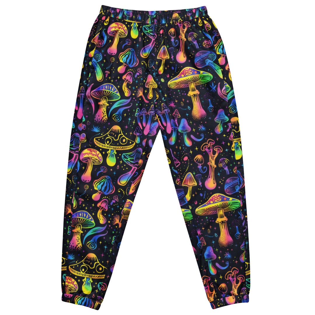Cosmic Dreams Neon Glow Trippy Mushroom Dance Pants for Rave Royals ...