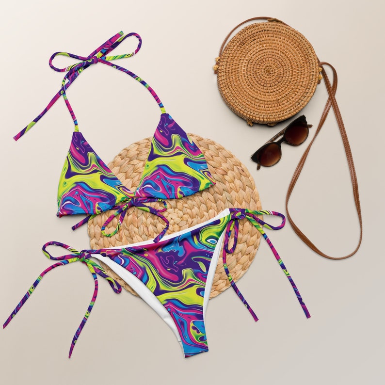Psychedelic Swirl Rave String Bikini Set - Etsy