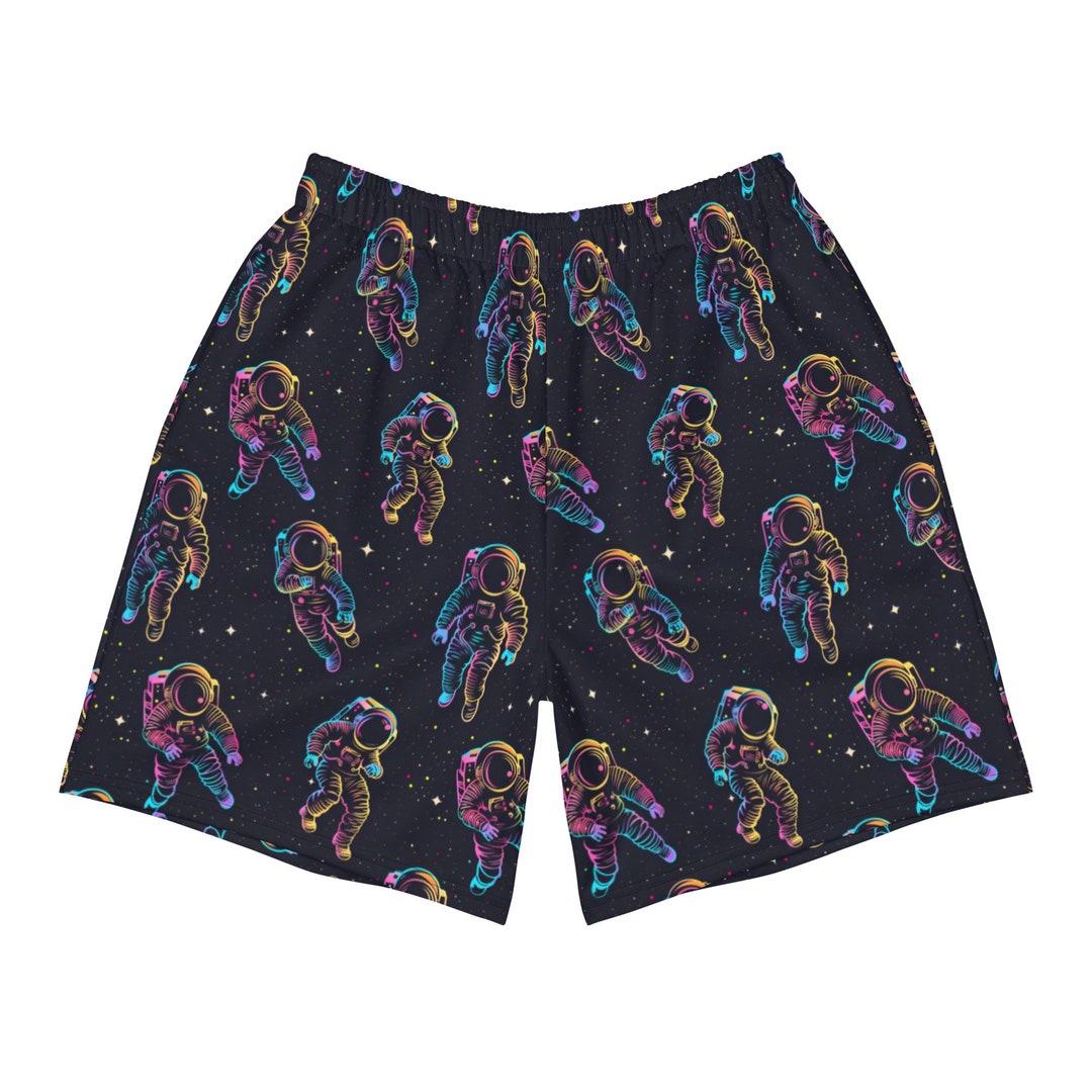 Neon Rainbow Trippy Astronaut Men's Recycled Athletic Rave Shorts - Etsy